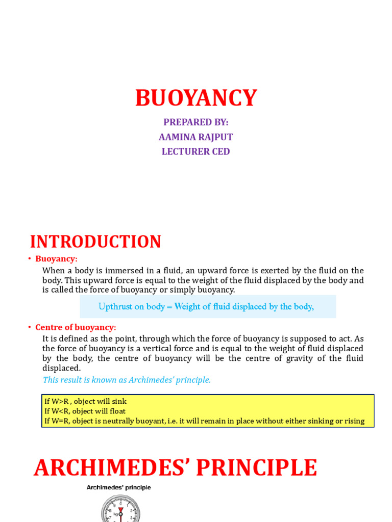 Lec 6 Buoyancy | PDF