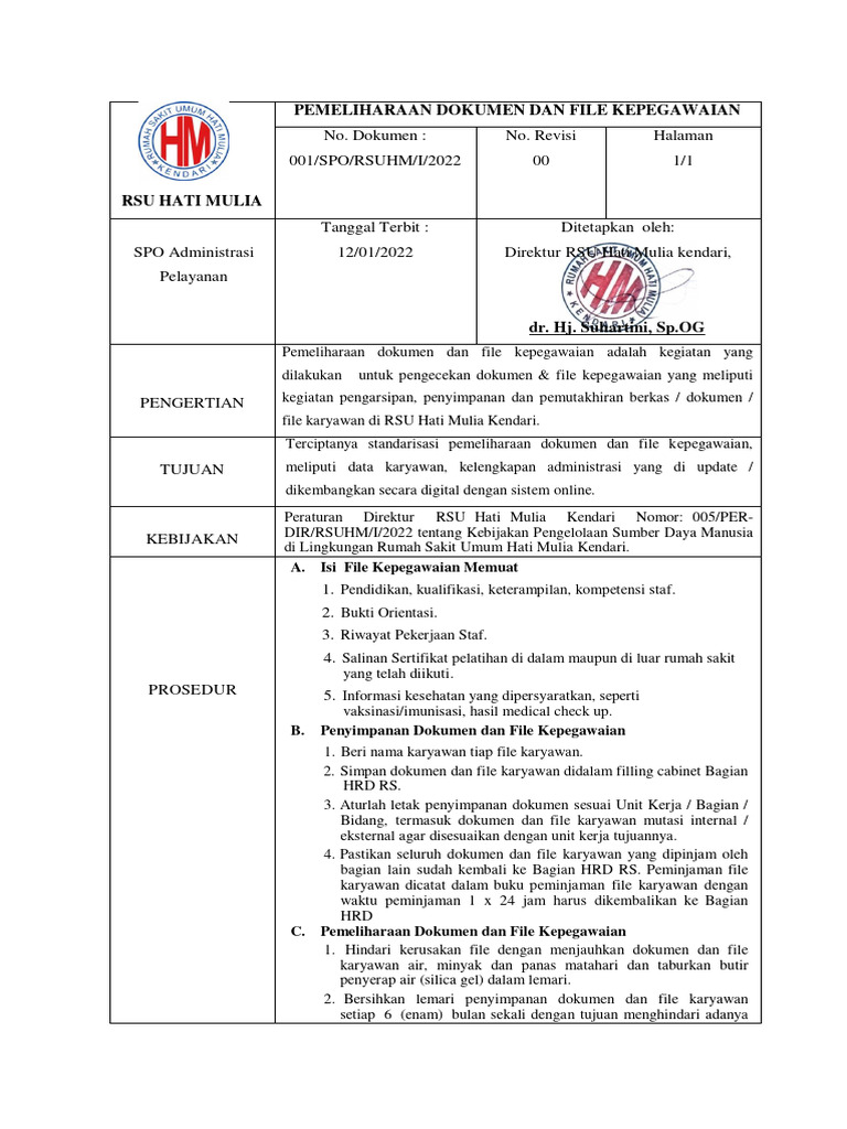 SPO Pemeliharaan - Dokumen - Dan - File - Karyawan | PDF