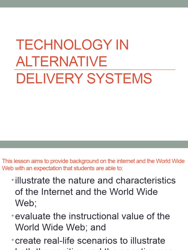 Technology in Alternative Delivery Systems | PDF