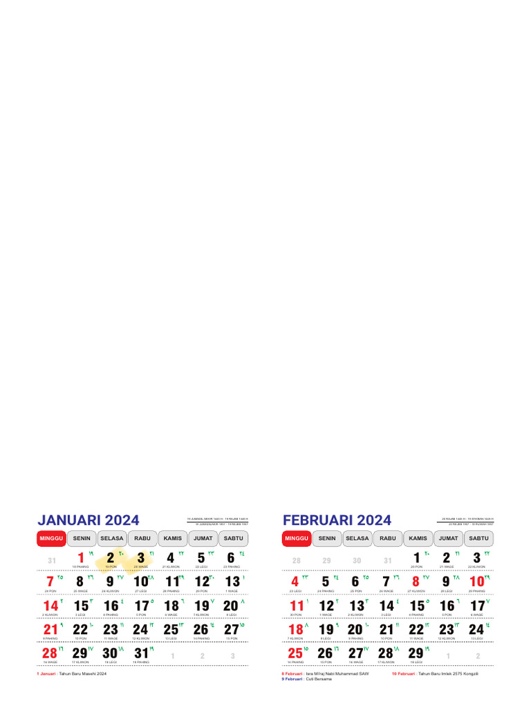 LW Template Kalender Lengkap 2024 6lbr PDF | PDF