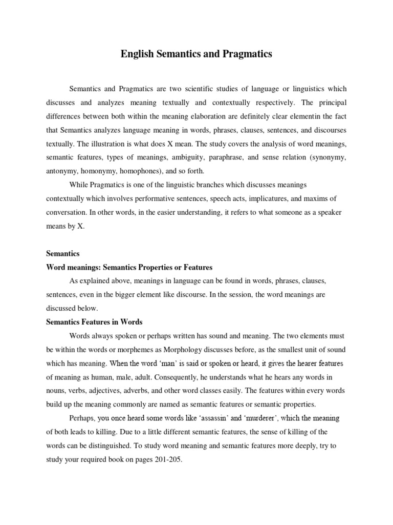 Material of English Semantics and Pragmatics | PDF