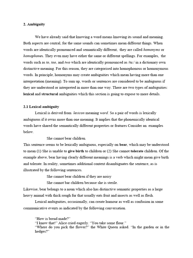 Ambiguity | PDF | Ambiguity | Lexicon