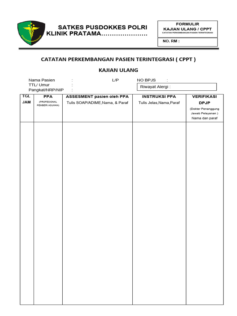 Catatan Perkembangan Pasien | PDF