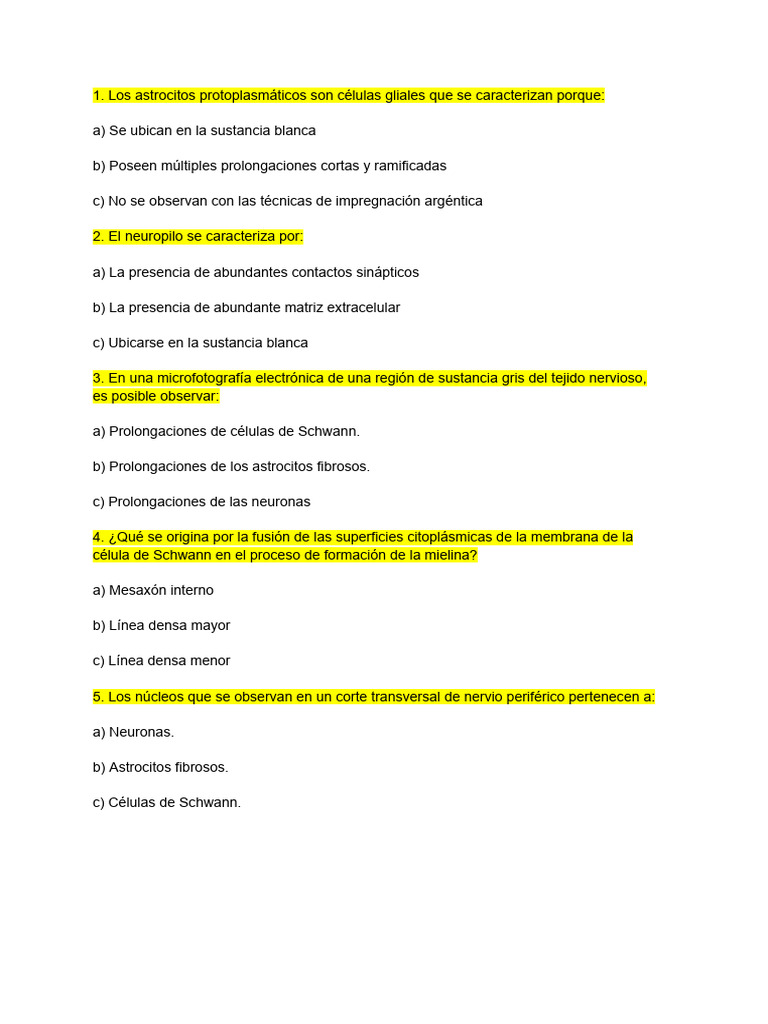 Examen5 Neuro | PDF | Sinapsis | Cerebelo