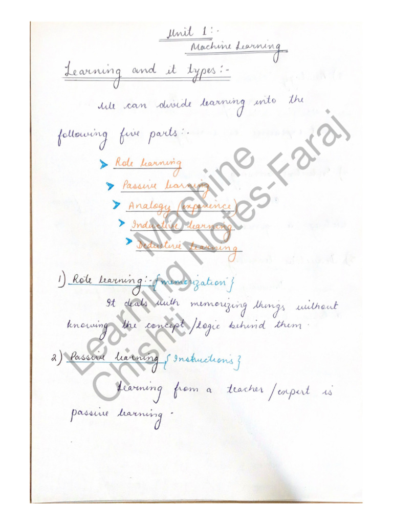 ML-unit 1 Notes | PDF