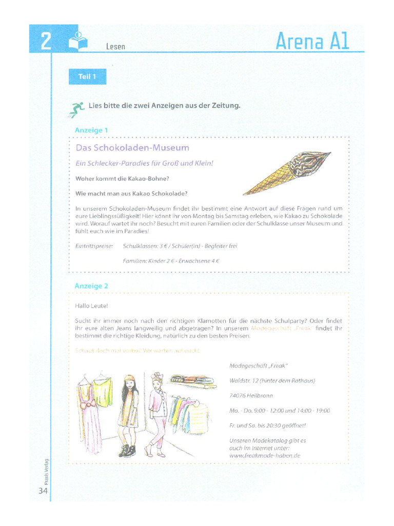 Fit in Deutsch A1_Lesen_MT2 | PDF