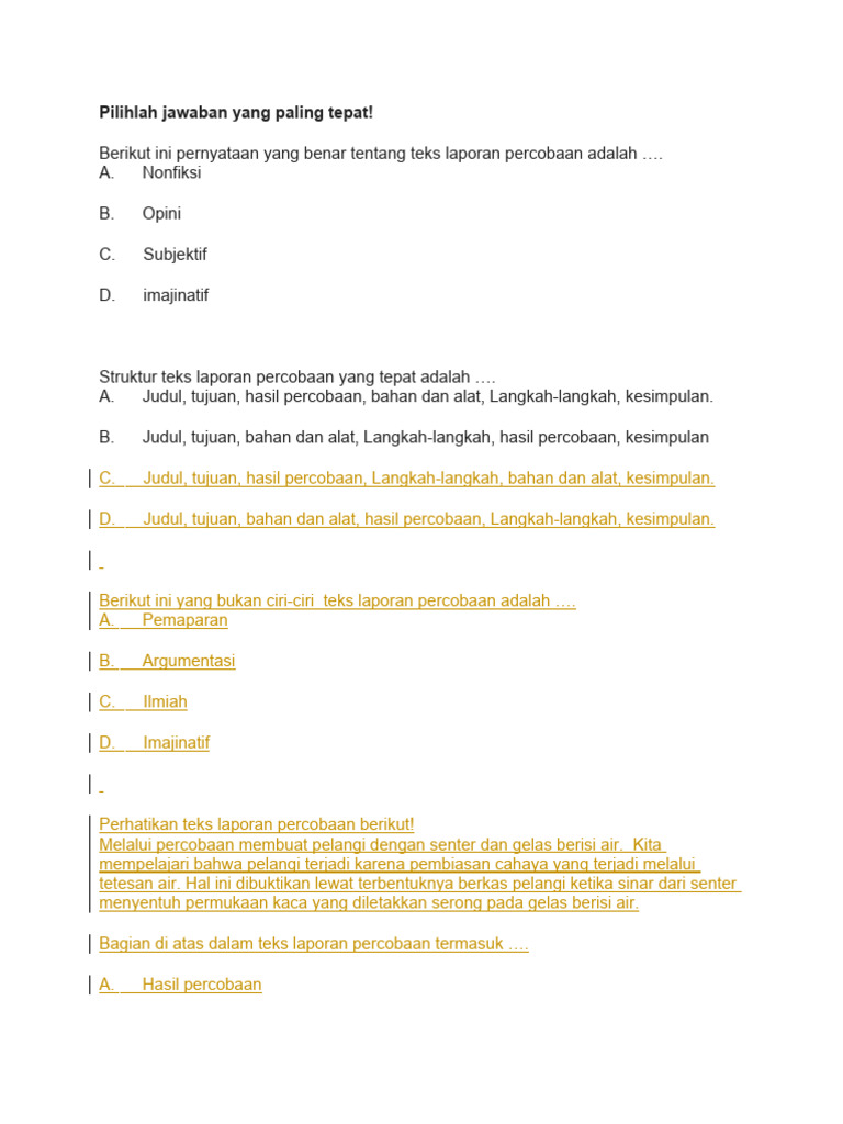 Latihan Laporan Percobaan | PDF