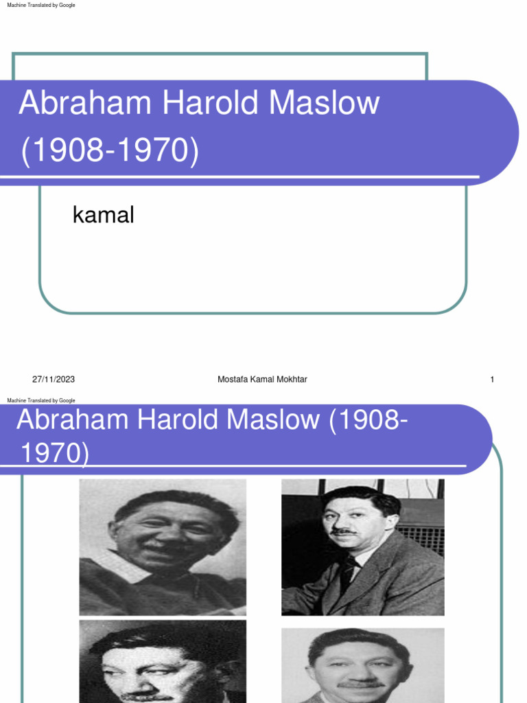 Abraham H Maslow (1908-1970) | PDF