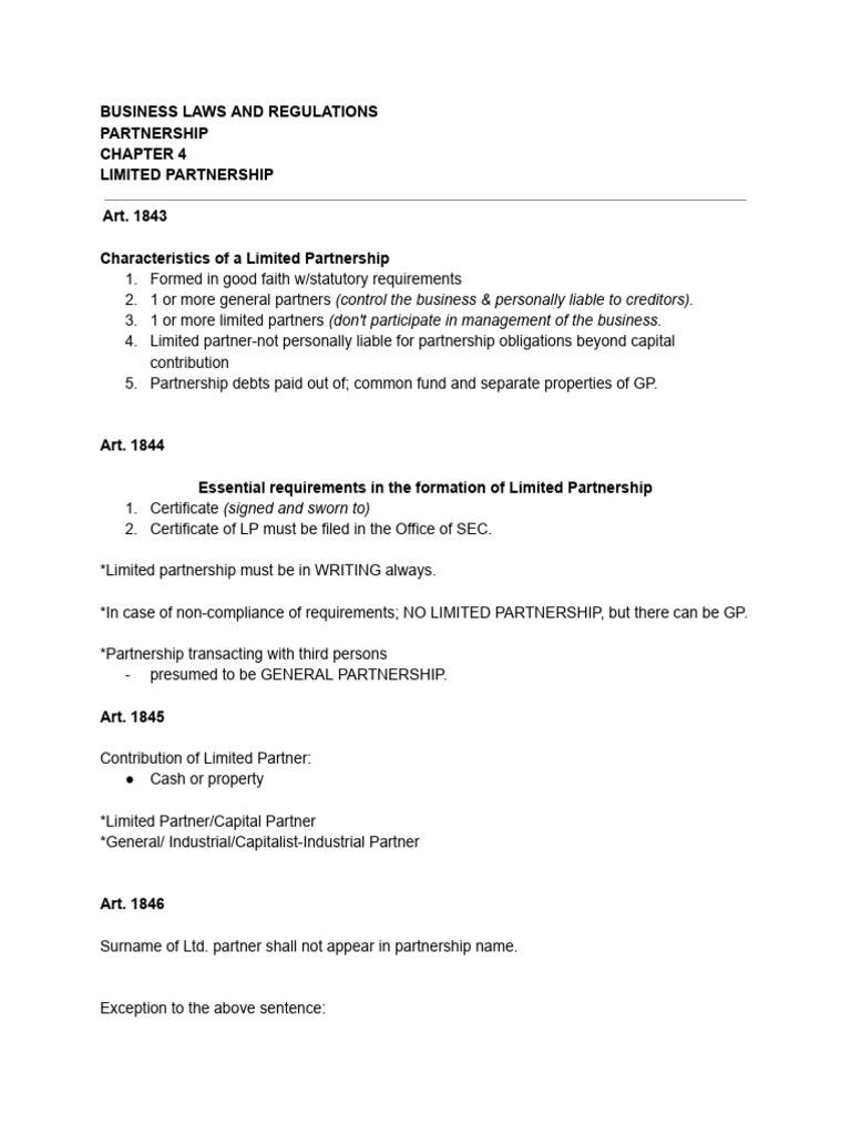 BLR PC4 | PDF | Limited Partnership | Partnership