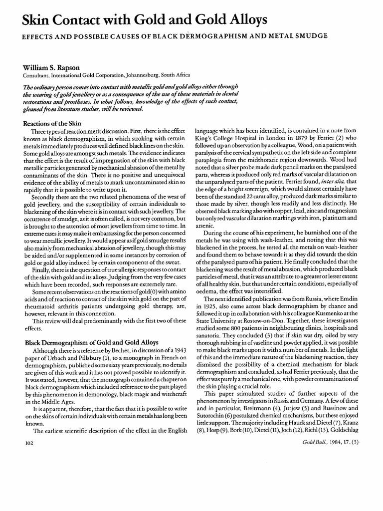 Gold Skin Reactions: Black Marks Explained | PDF | Gold | Wear