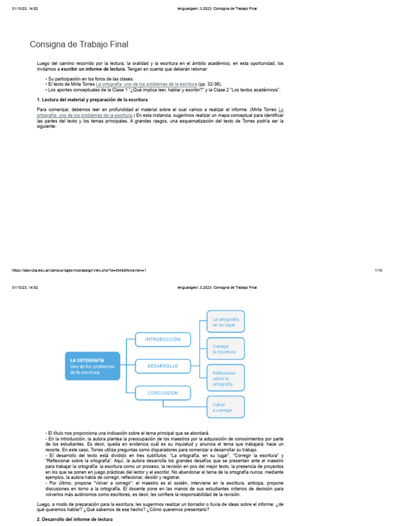 Consigna de Trabajo Final LENGUA | PDF