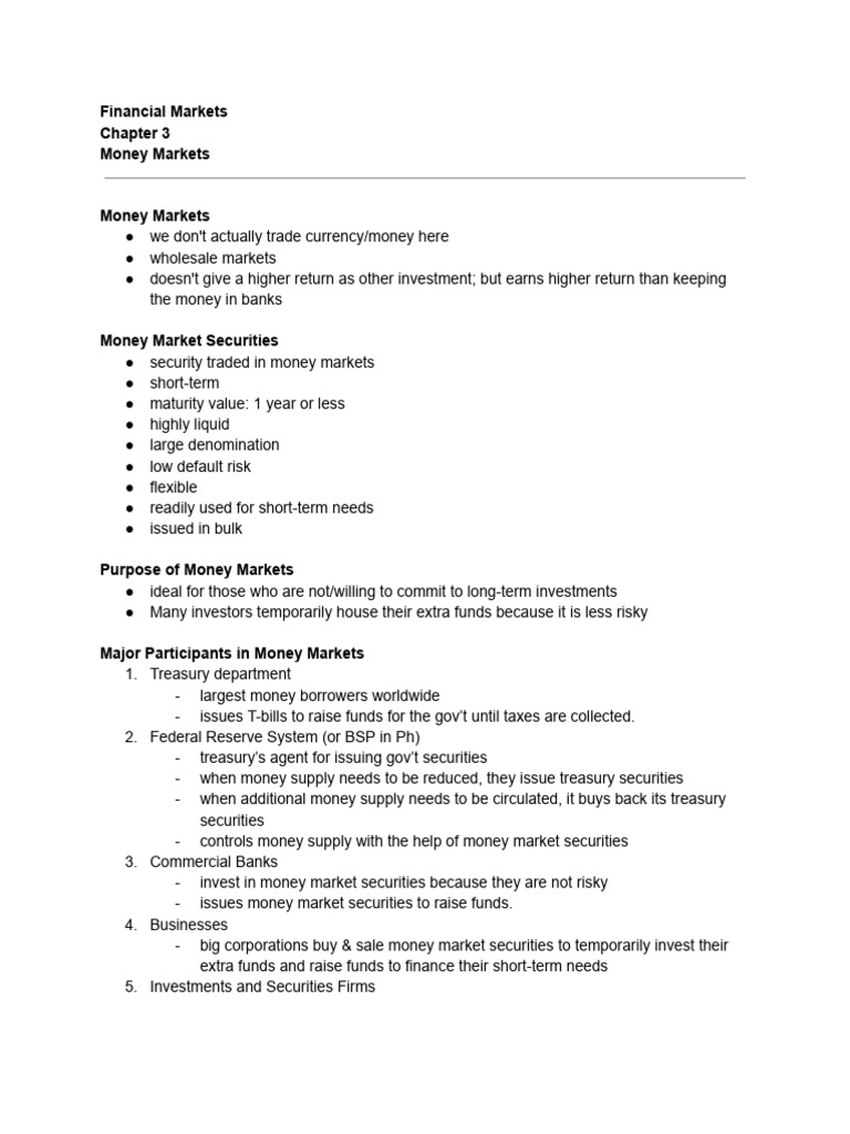 FM-C3-Money Markets | PDF