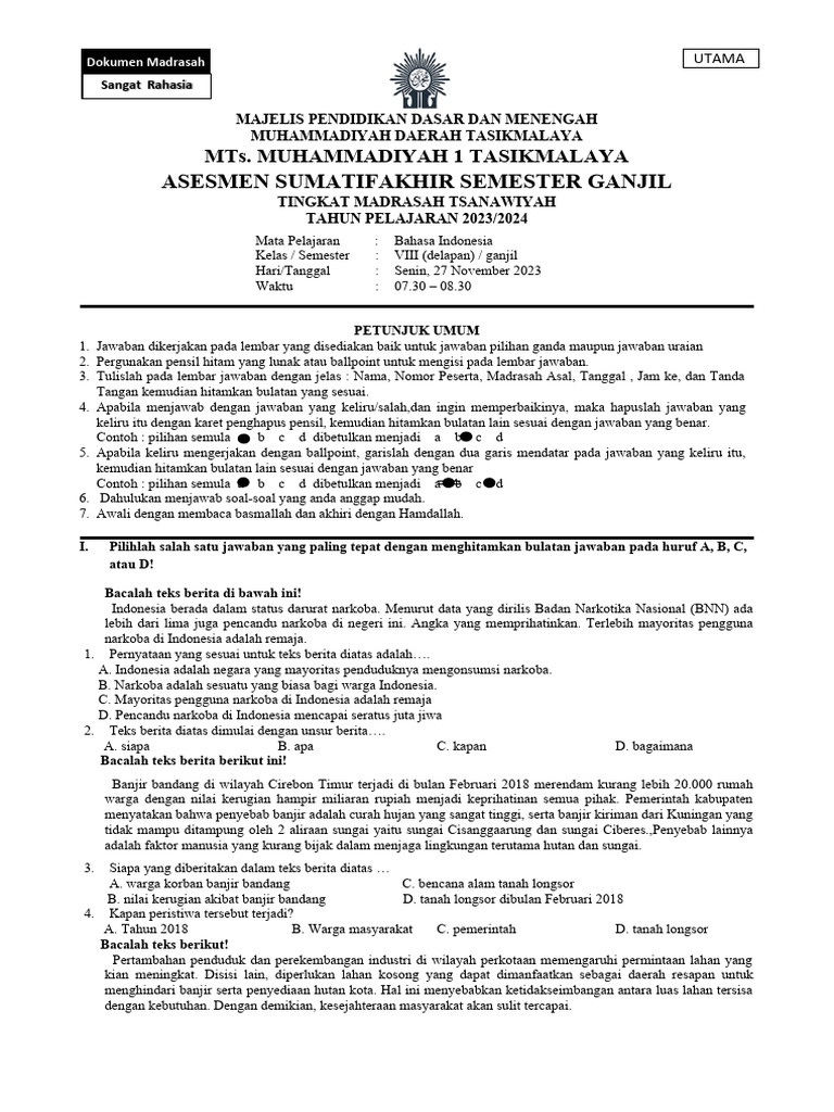 Kelas 8 Soal Pas Ganjil Mu | PDF | Ilmu Sosial | Perjalanan