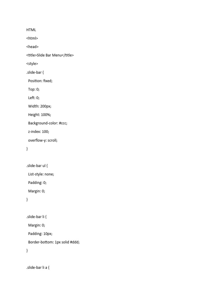 Slide Bar Menu Implementation Guide | PDF | Business | Computers
