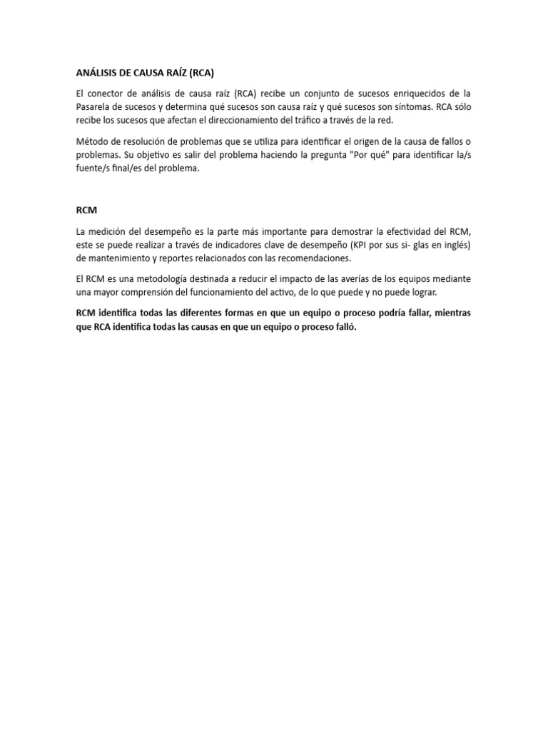 Rca-Rcm Análisis de Causa Raíz | PDF | Ingeniería de confiabilidad | Informática