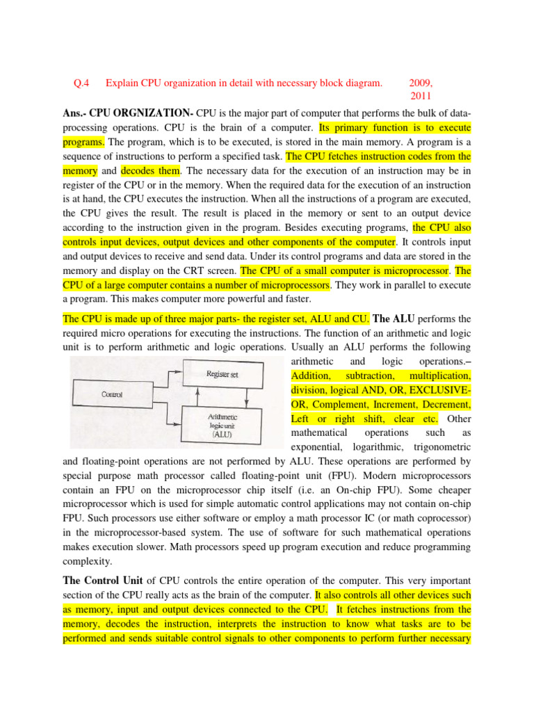 Understanding CPU Organization | PDF | Central Processing Unit | Input/Output