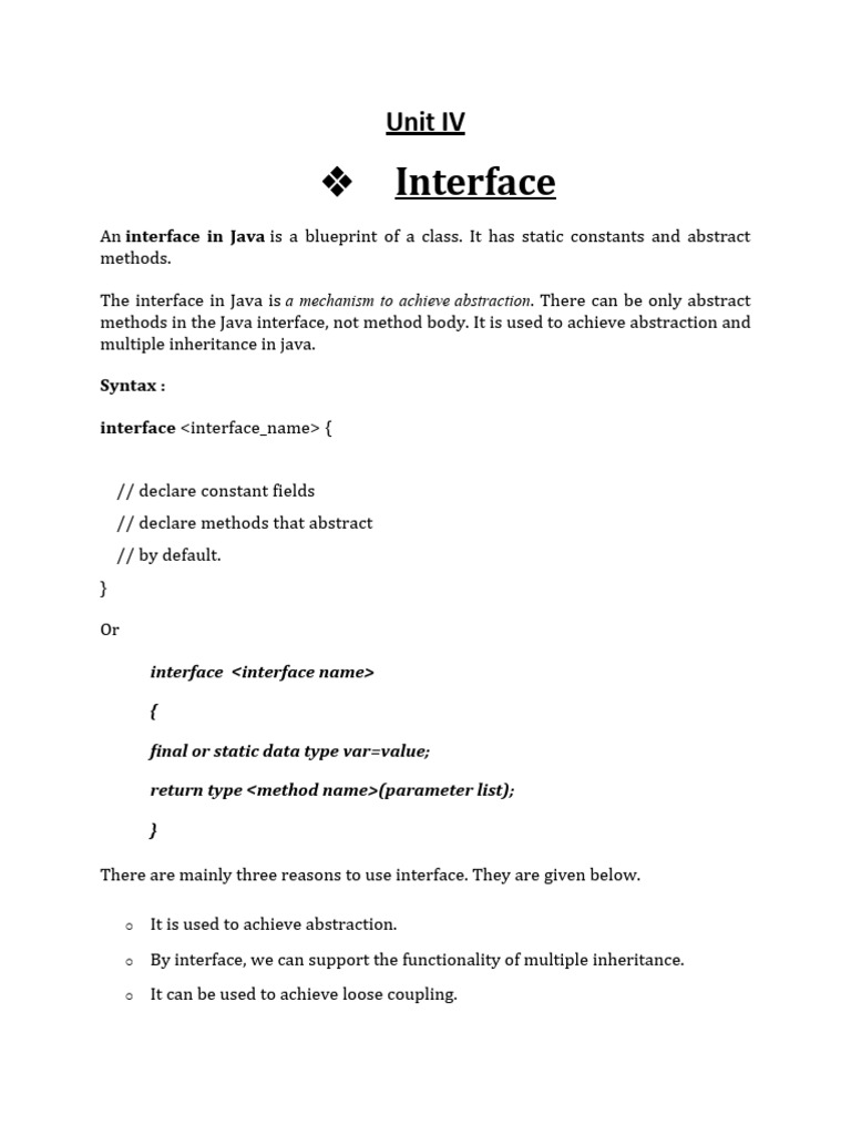 Unit IV | PDF | Class (Computer Programming) | Java (Programming Language)