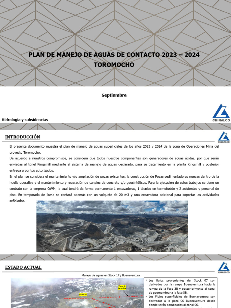 Manejo de Aguas de Contacto - Toromocho_2023-2024 (1) | PDF ...
