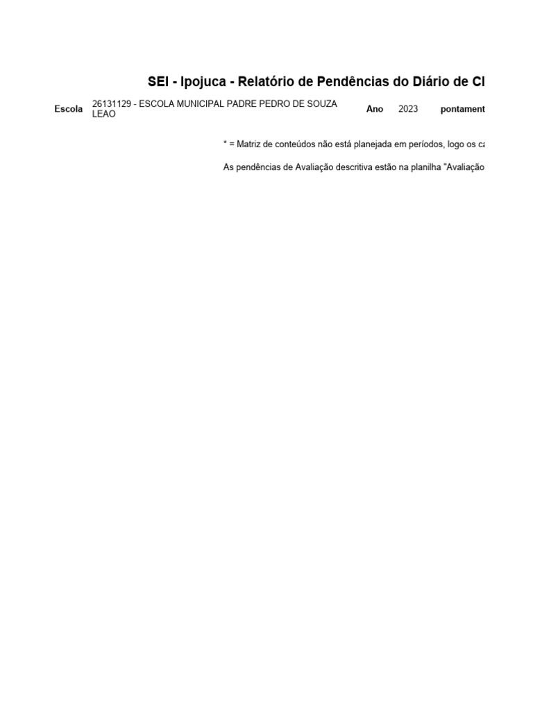 Relatório de Pendências 2023 - Ipojuca | PDF