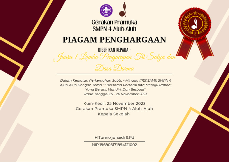 Contoh Sertifikat Persami | PDF