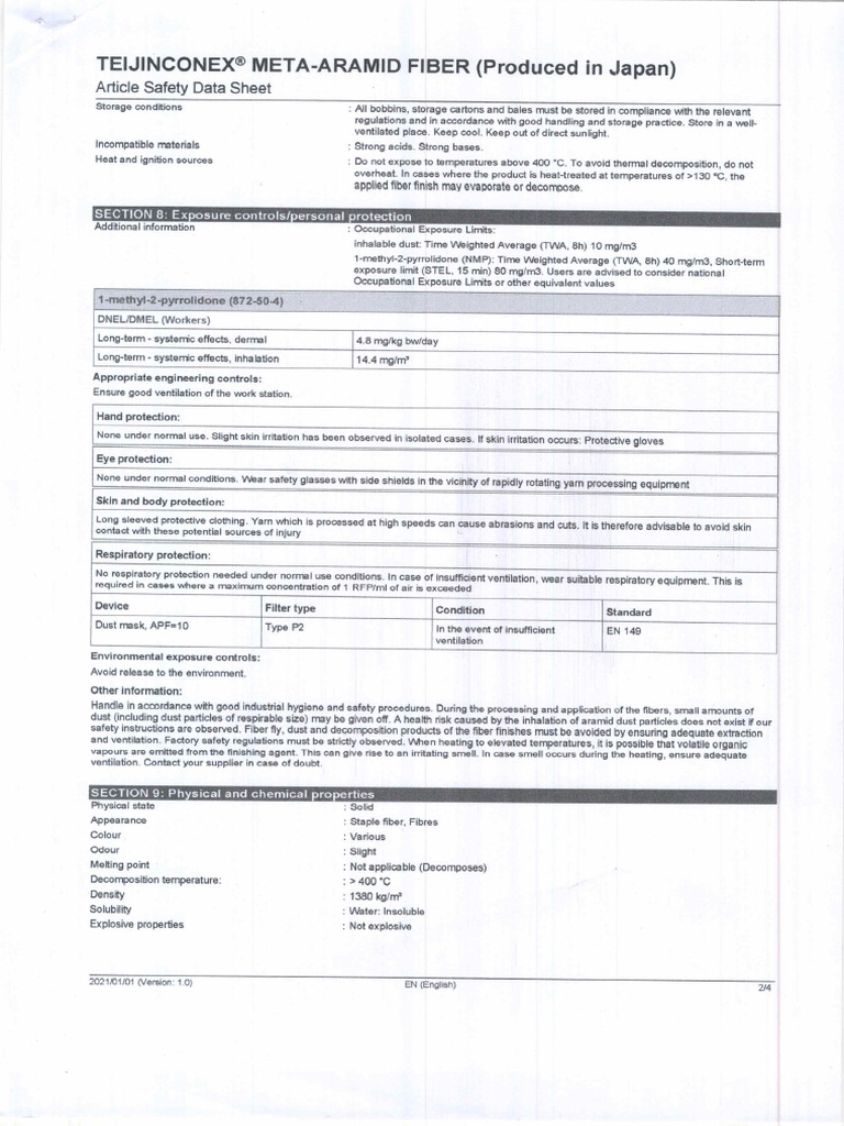 TDS Thread Aramid Teijin | PDF