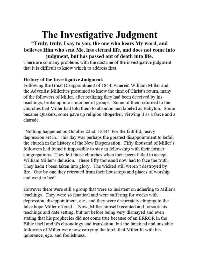 The Investigative Judgment | PDF