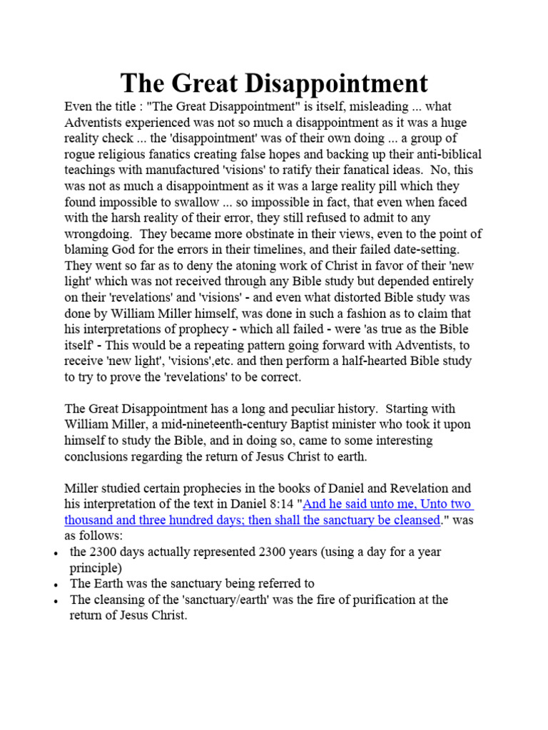 The Great Disappointment | PDF | Prophecy | Christian Belief And Doctrine