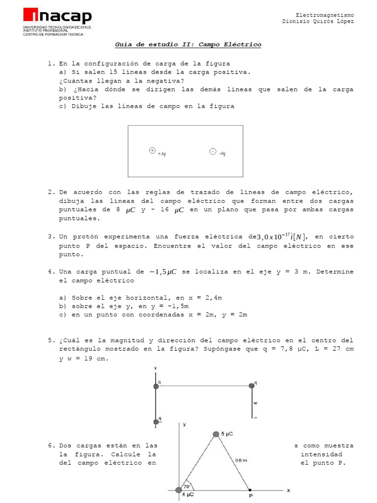 GUÍA 2 Electro | PDF | Campo eléctrico | Cantidad