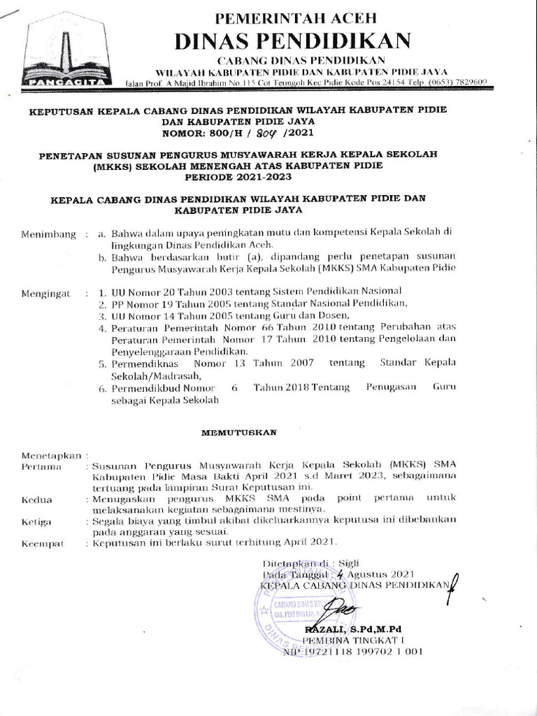 SK Pengurus MKKS | PDF