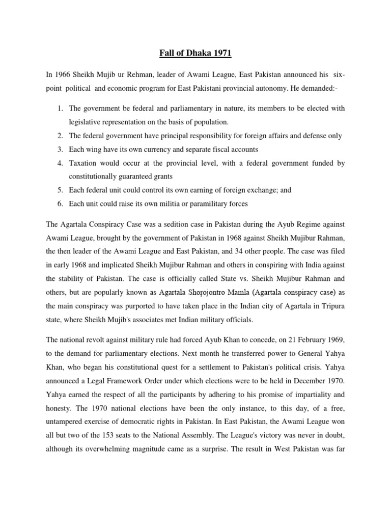 Lecture 15 Fall of Dhaka | PDF | Government | Pakistan