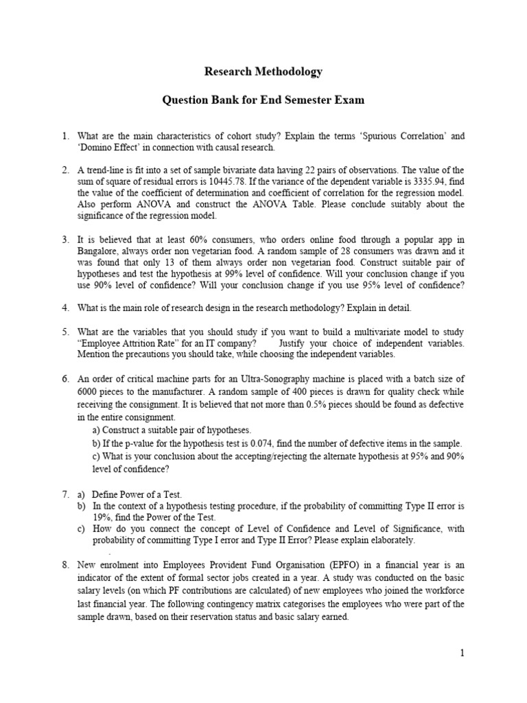 RM Question Bank 2023 | PDF | Errors And Residuals | Analysis Of Variance