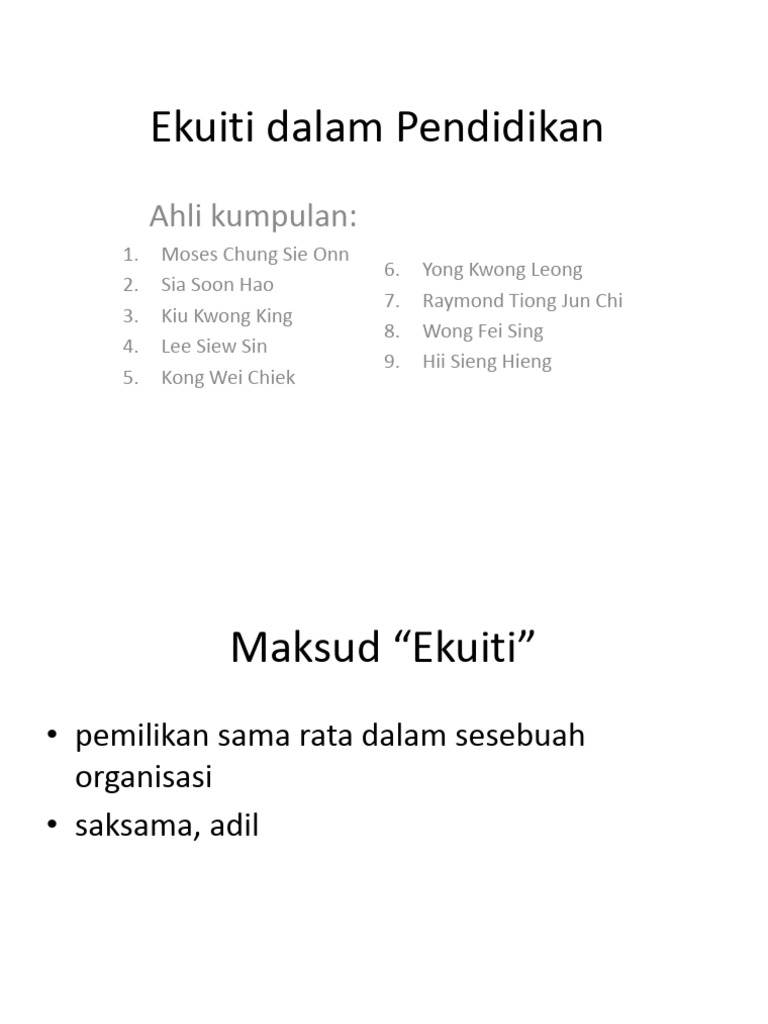 Ekuiti Dalam Pendidikan | PDF