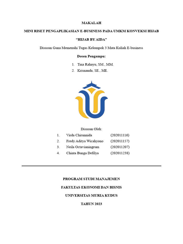 Makalah Mini Riset Kel.3 E-Business (Hijab ByAida) | PDF