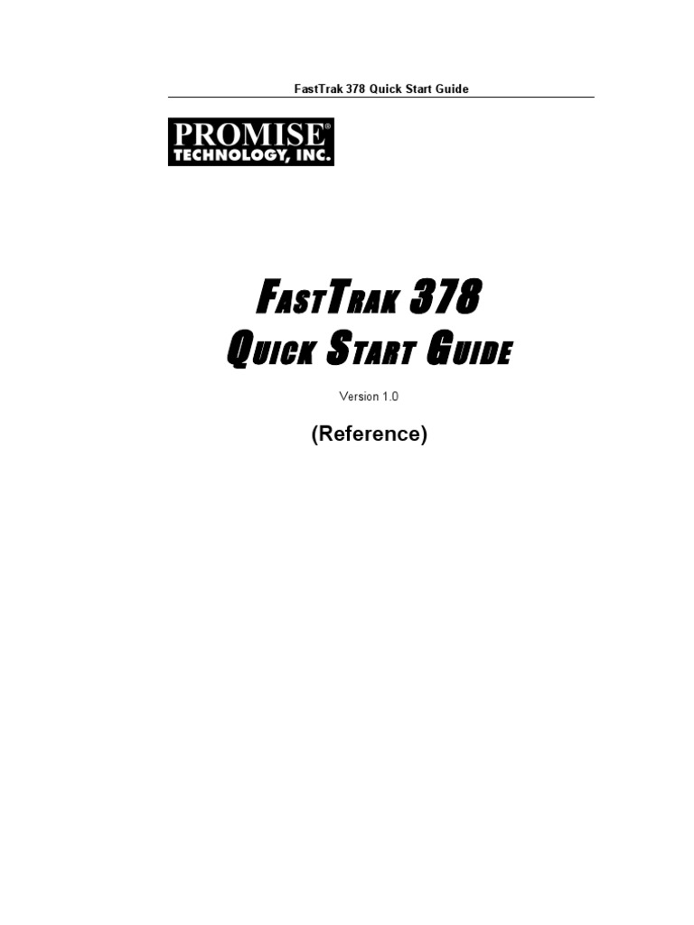FastTrak 378 Quick Start Guide v1.0 - OEM | PDF | Windows 2000 | Booting