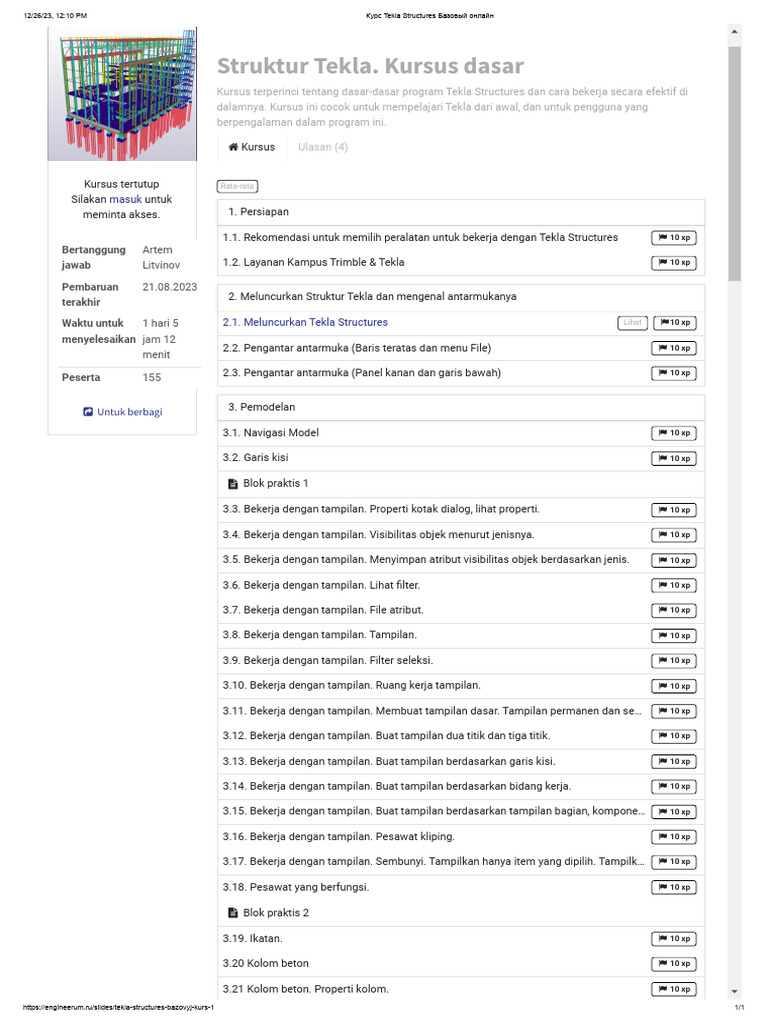 Struktur Tekla. Kursus Dasar Online 1 | PDF