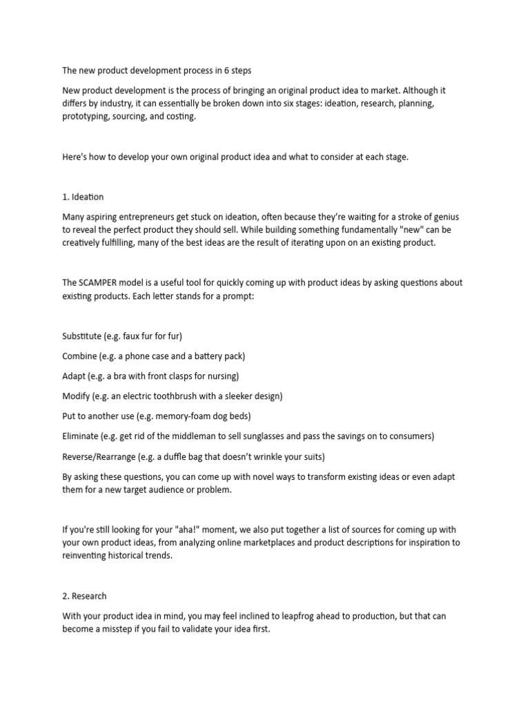 The New Product Development Process in 6 Steps | PDF | Cosmetics ...