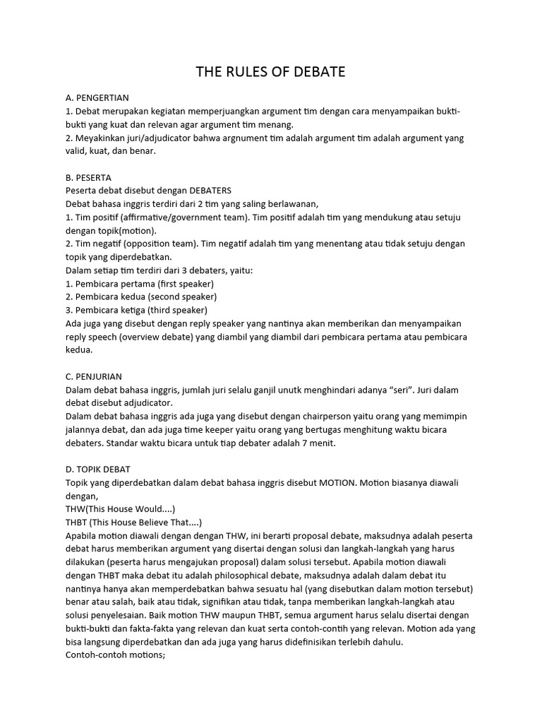 The Rules of Debate | PDF