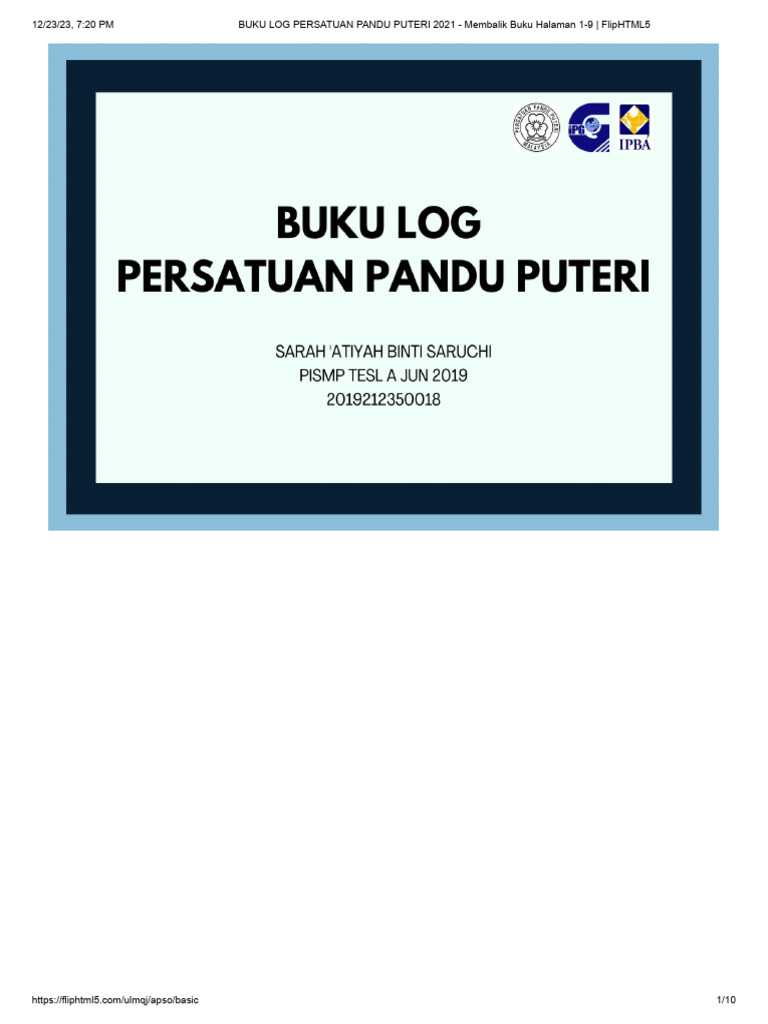 BUKU LOG PERSATUAN PANDU PUTERI 2021 - Membalik Buku Halaman 1-9 - FlipHTML5 | PDF