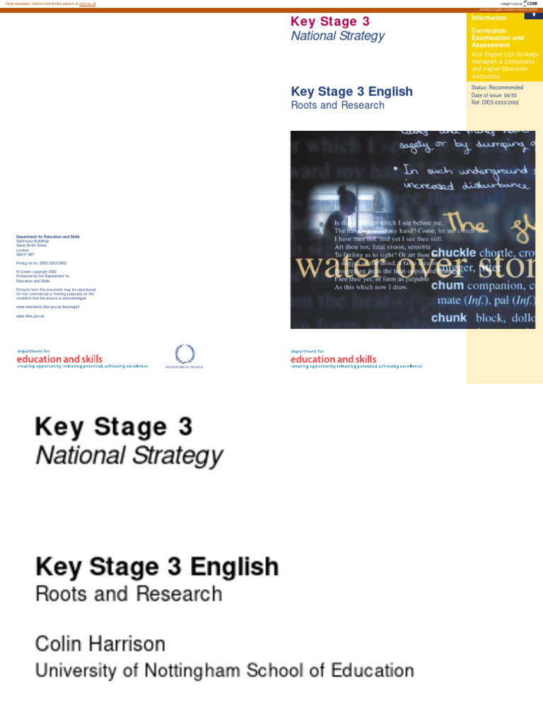 Key Stage 3 English Roots and Research | PDF