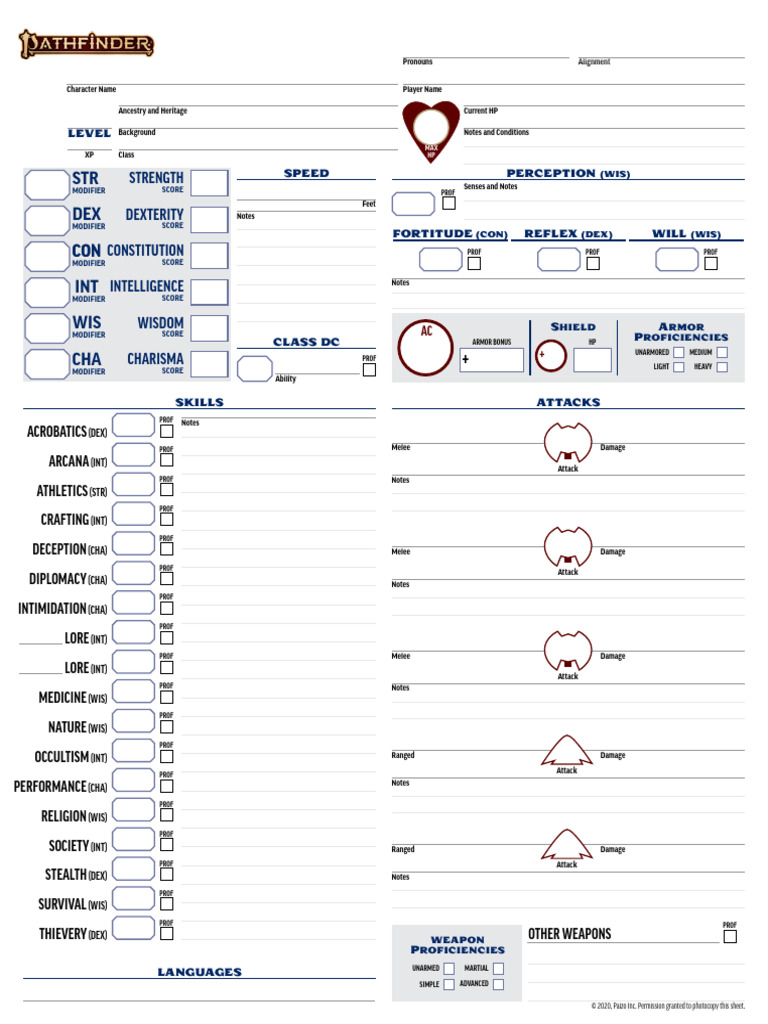 Character Sheet (APG, Clean) | PDF | Role Playing Games | Gaming