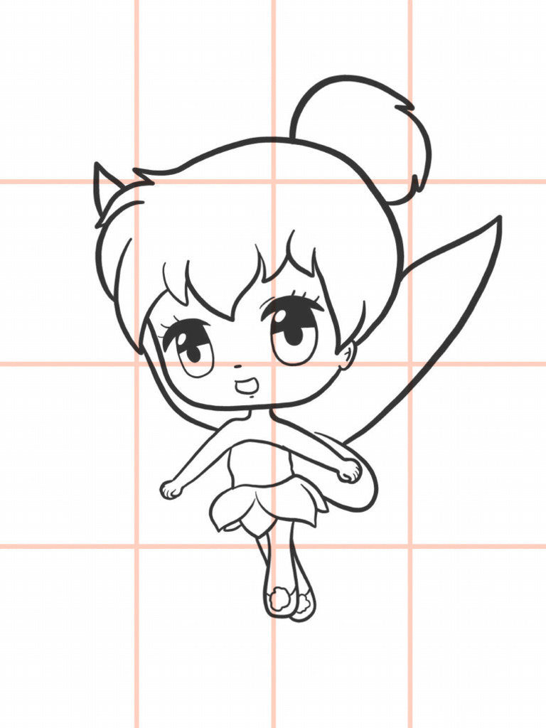 How To Draw TinkerBell Chibi Version - With Grid | PDF