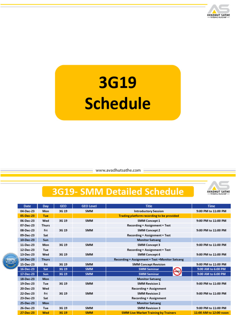3G19 Schedule | PDF