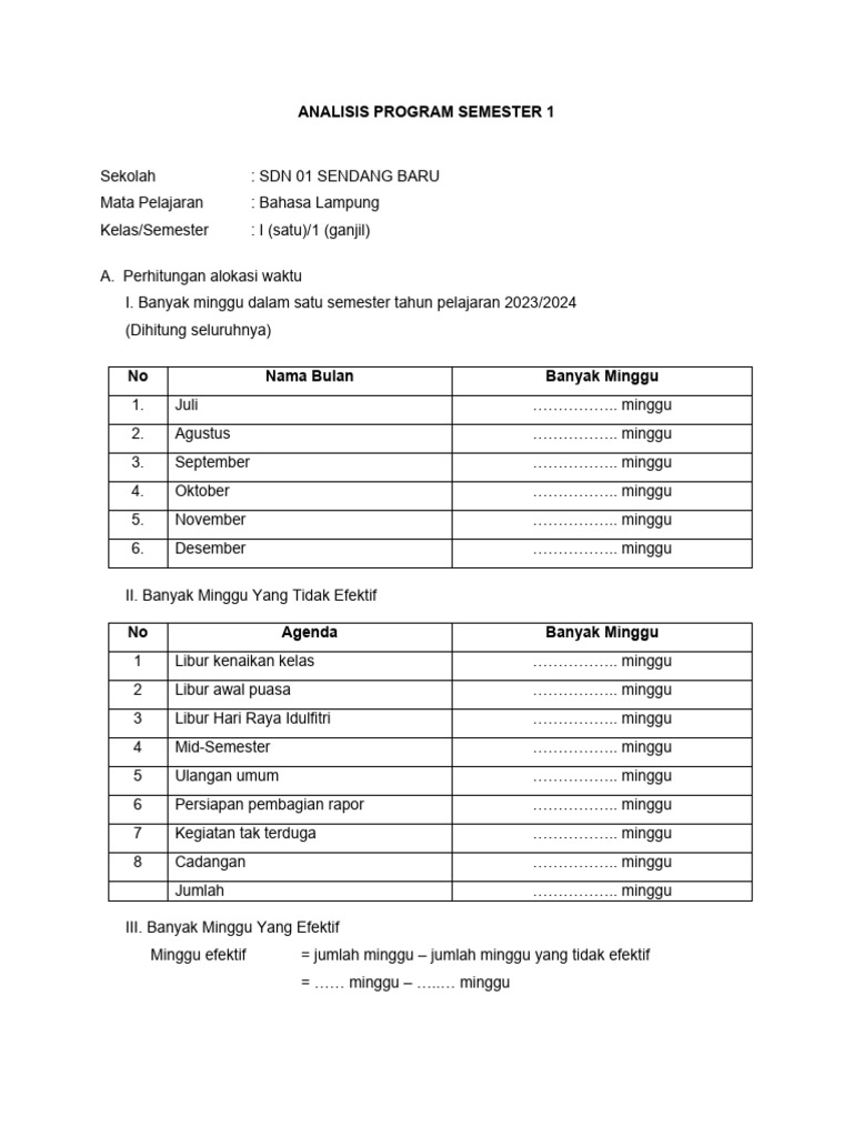 Analisis Program Semester 1&2 | PDF | Kajian Bahasa Asing