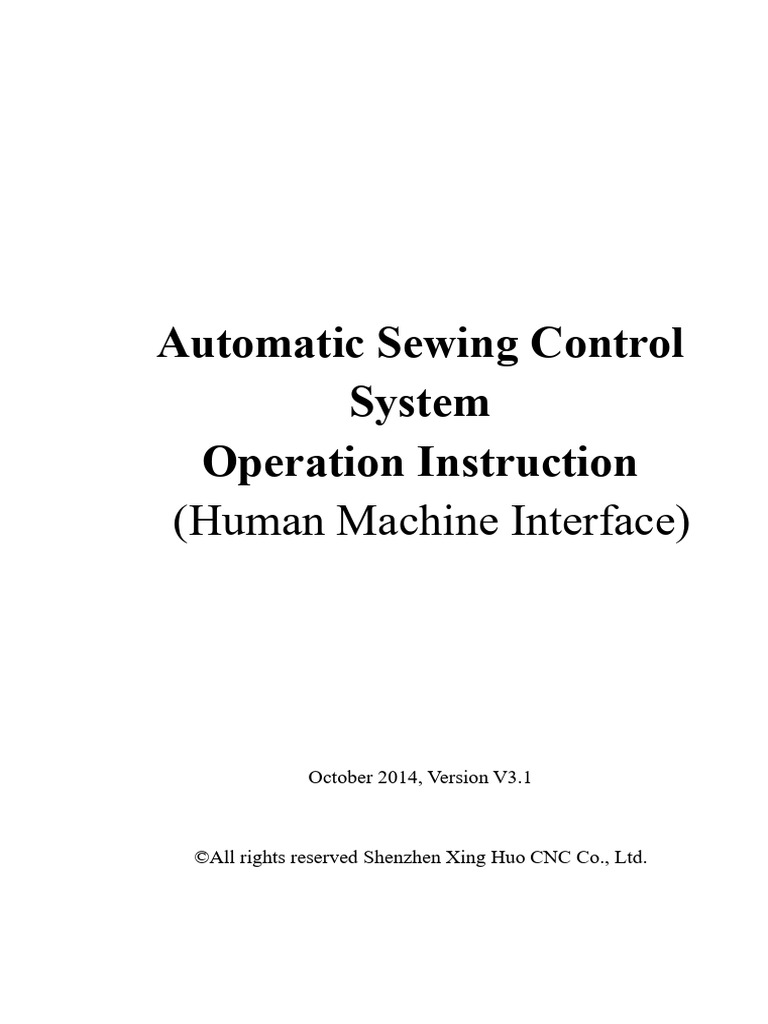 Automatic Sewing Control System Operation Instruction: (Human Machine ...