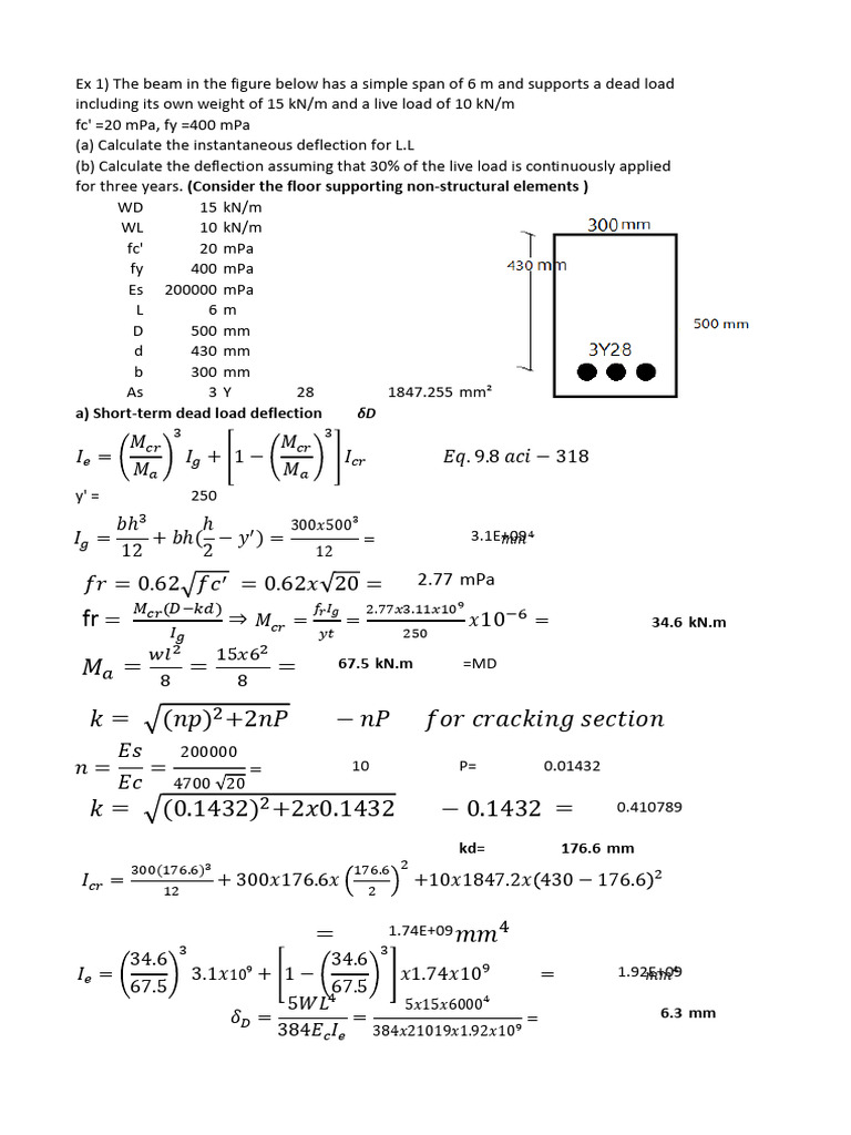 Ex 1 Deflection | PDF | Physical Sciences | Building Engineering