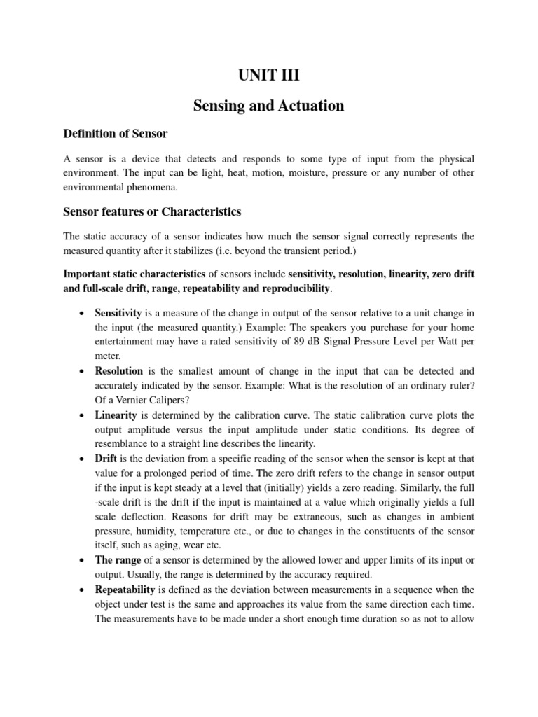 Unit Iii | PDF | Actuator | Sensor