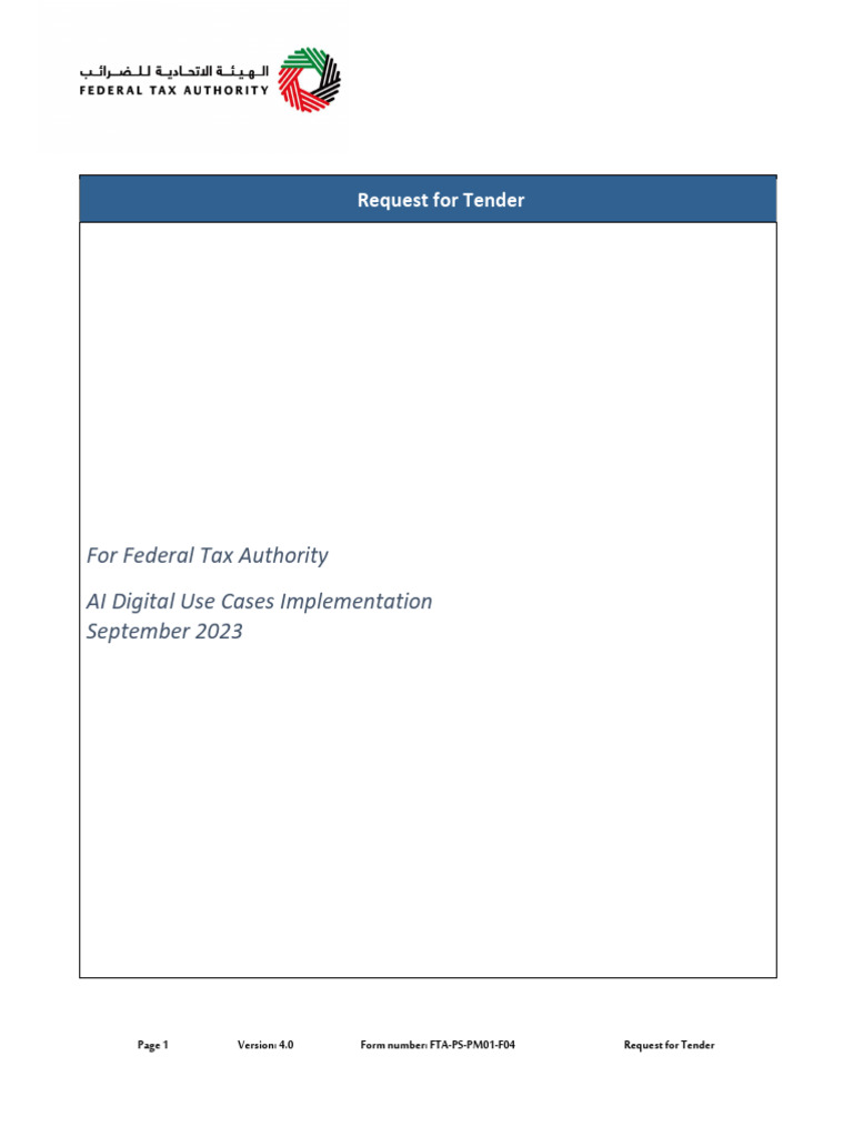 Request For Tender - FTA AI Digital Use Case v4.1F | PDF | Machine ...