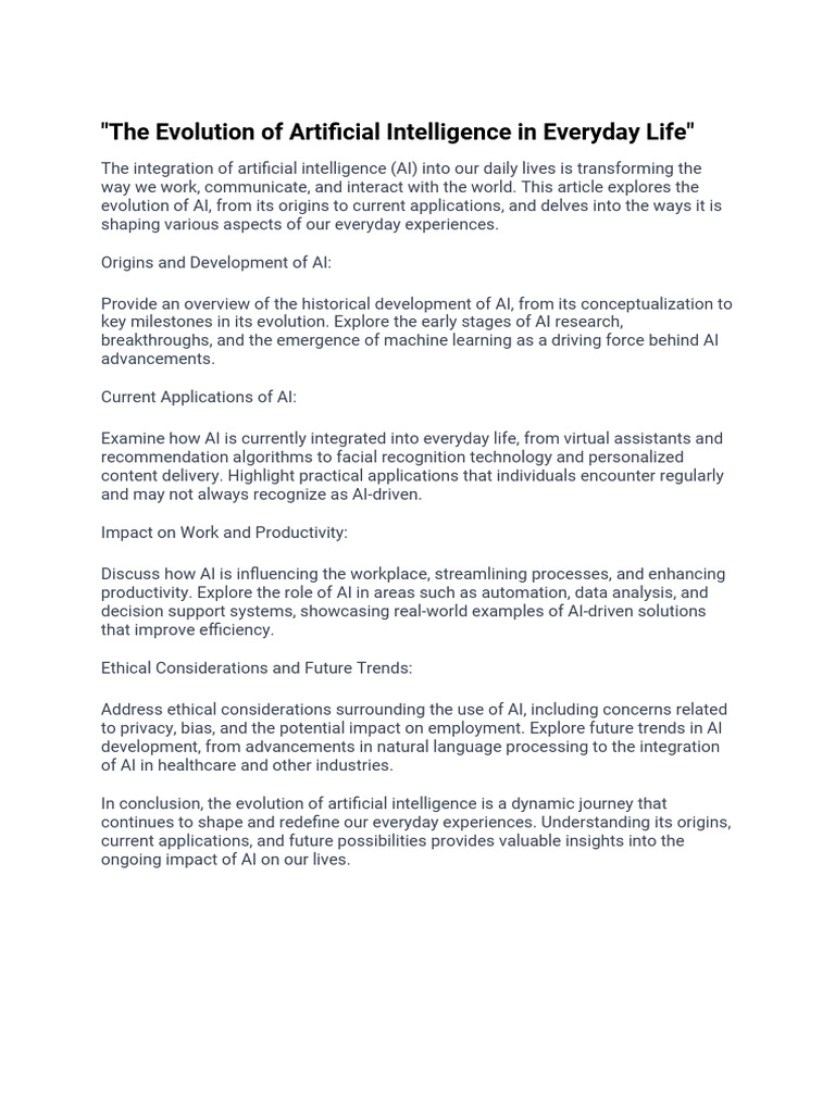 The Evolution of Artificial Intelligence in Everyday Life | PDF