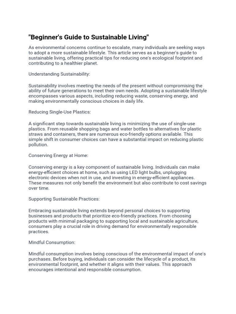 Beginner's Guide To Sustainable Living | PDF | Lifestyle