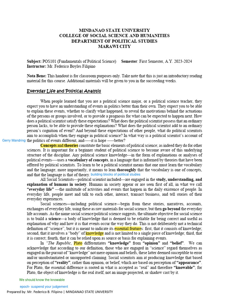 Political Science 1 | PDF | Science | Knowledge